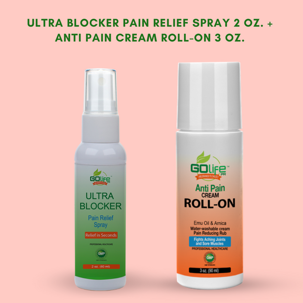 PAQUETE DE ANTI PAIN ROLL-ON 3 OZ. + ULTRA BLOCKER PAIN RELIEF SPRAY 2 ...